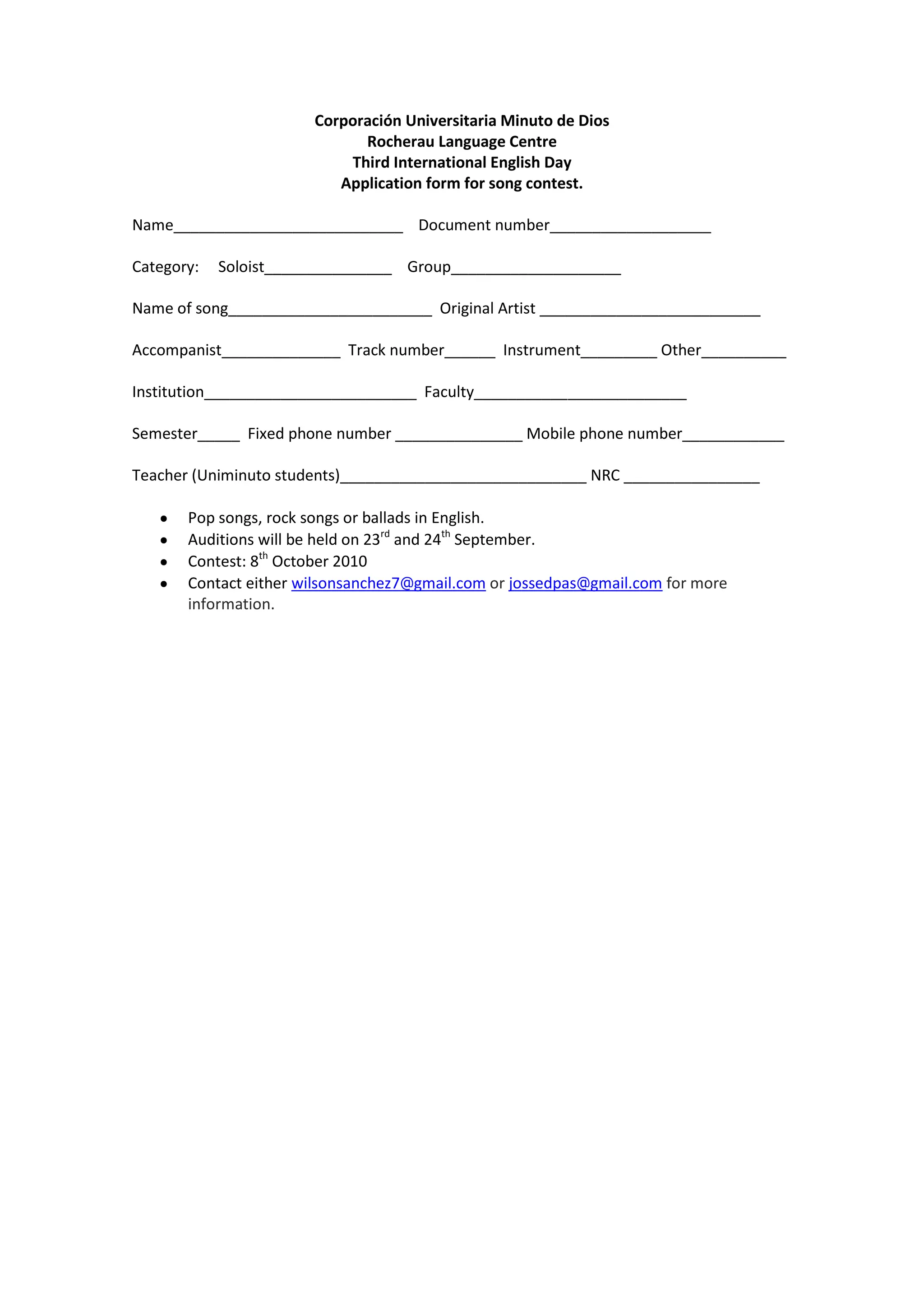 Song contest application | DOCX