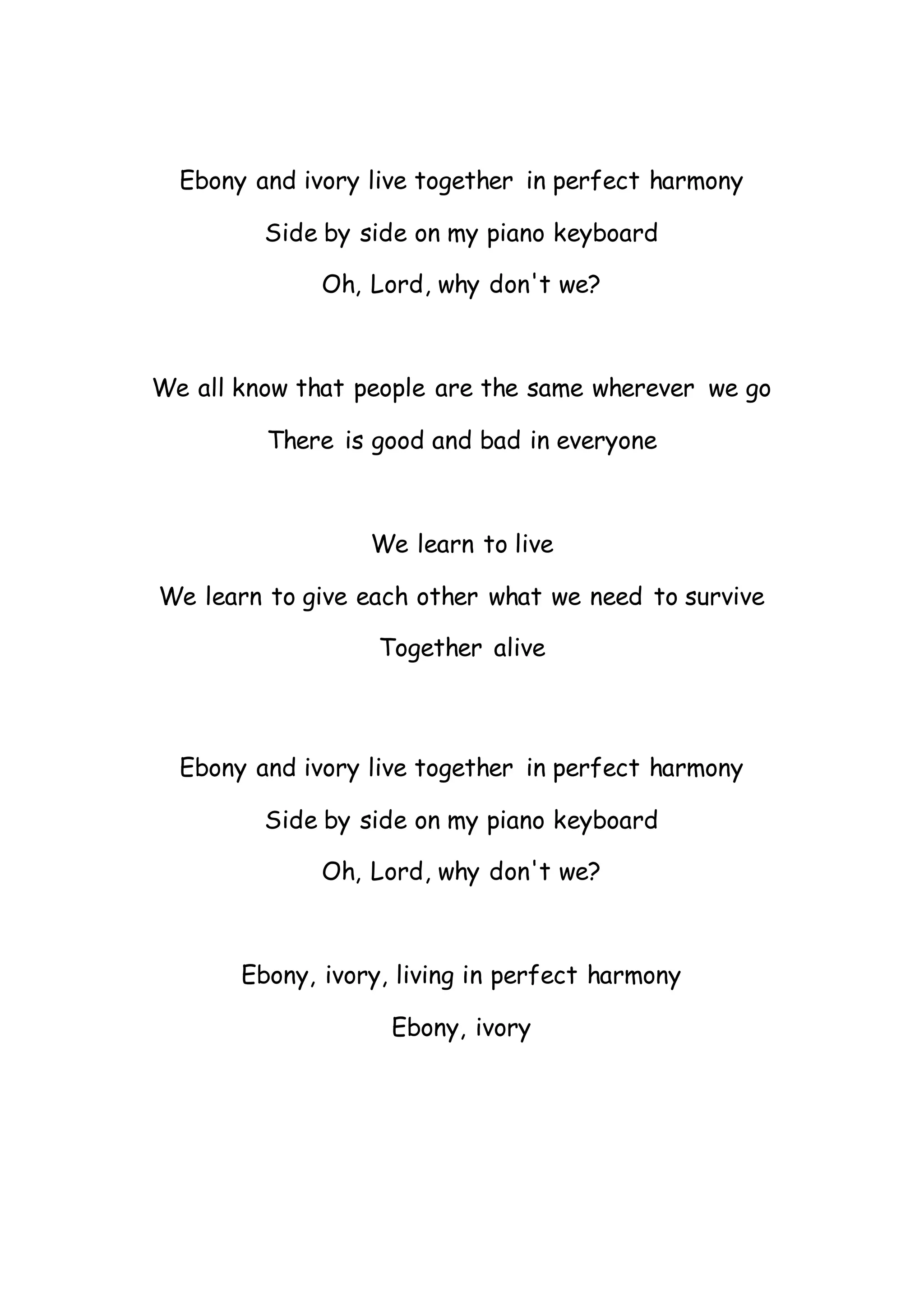 Song ebony and ivory | PDF