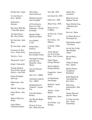 SONG LIST MSC - Some of the popular songs offered | PDF