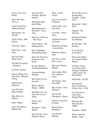 SONG LIST MSC - Some of the popular songs offered | PDF