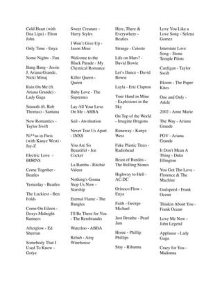 SONG LIST MSC - Some of the popular songs offered | PDF