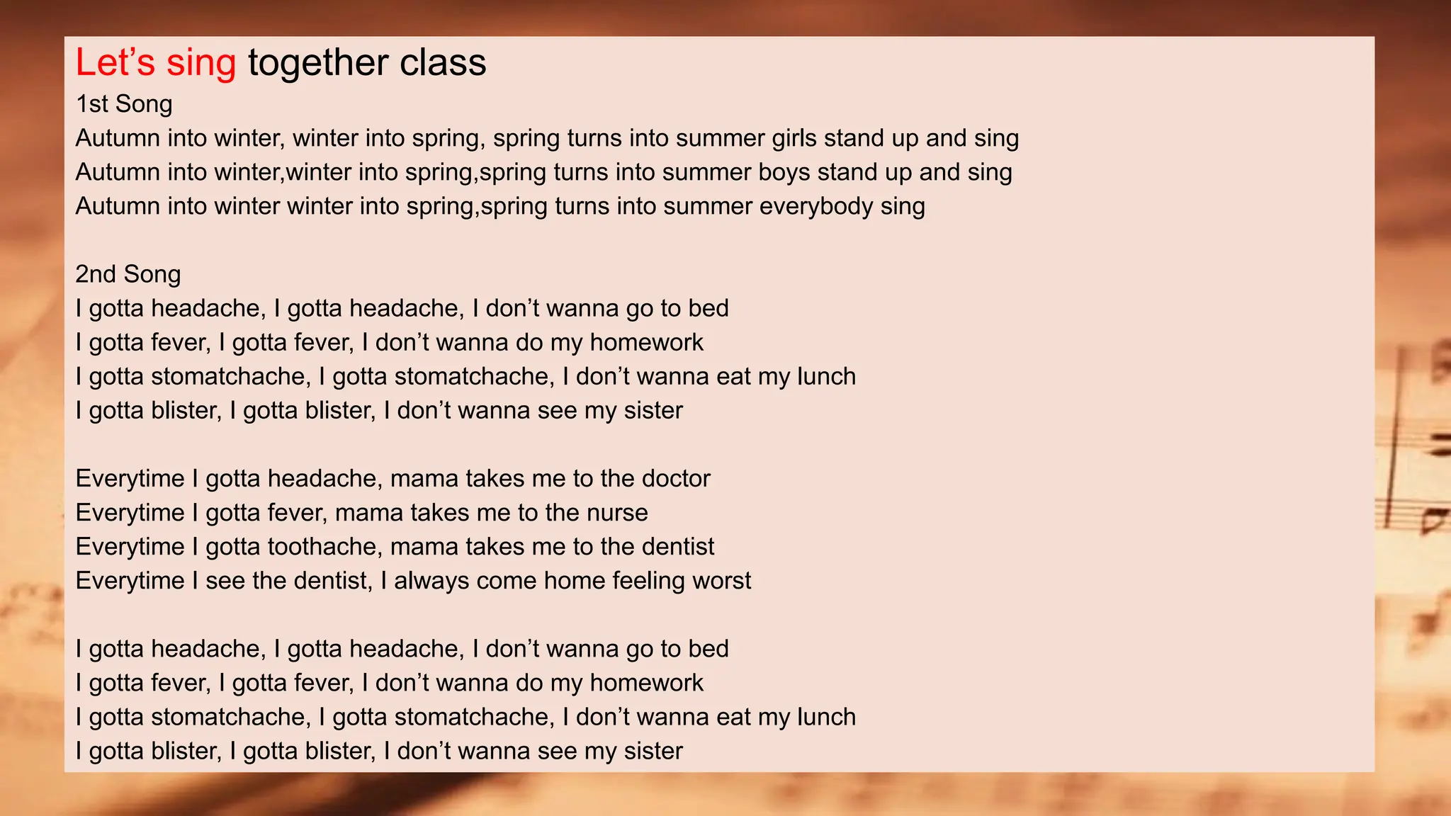 SONG (LYRICS) let's learning english .pptx