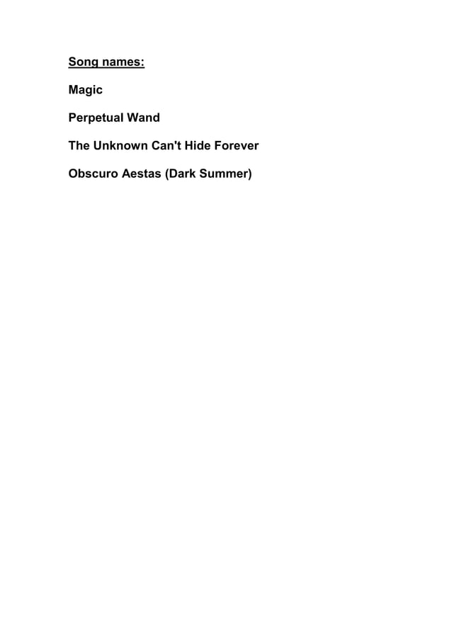 Song name ideas | DOCX