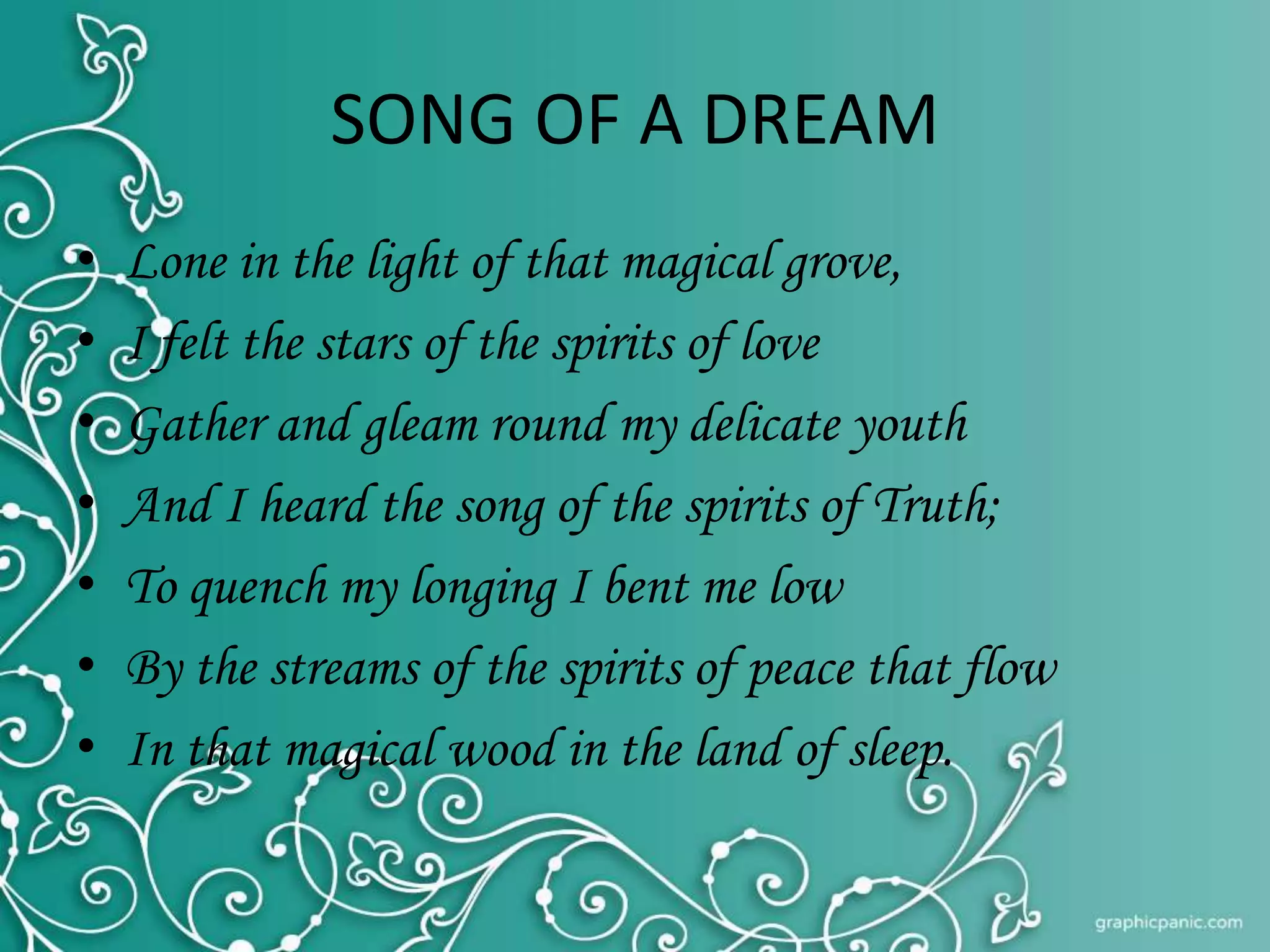 Song of a dream second stanza | PPT