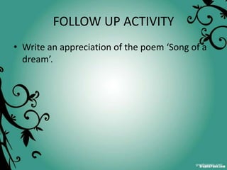 Song of a dream second stanza | PPT