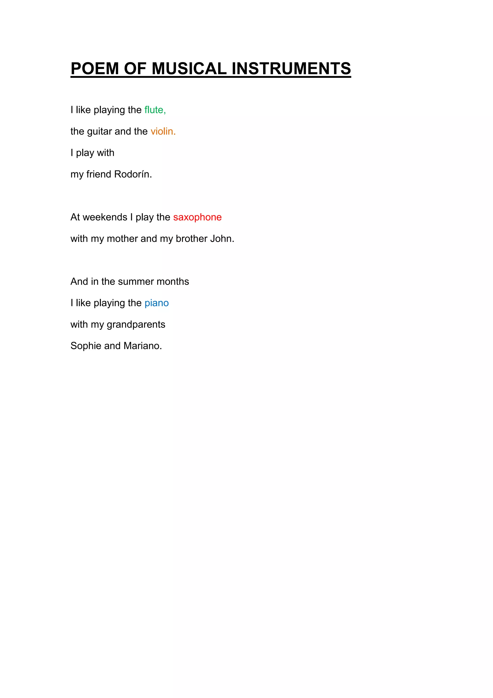 MUSICAL INSTRUMENTS | DOCX | Music | Entertainment