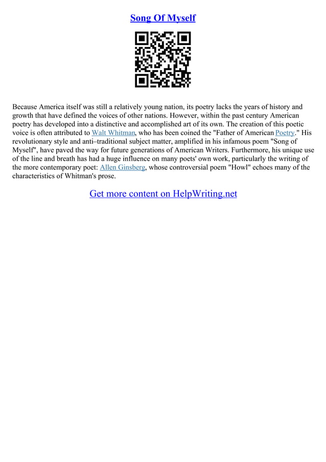 Song Of Myself Essay | PDF