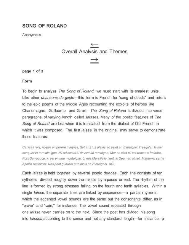 Song of roland | DOCX | Christianity | Religion & Spirituality