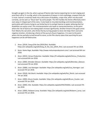 Song of the sea analysis | ODT