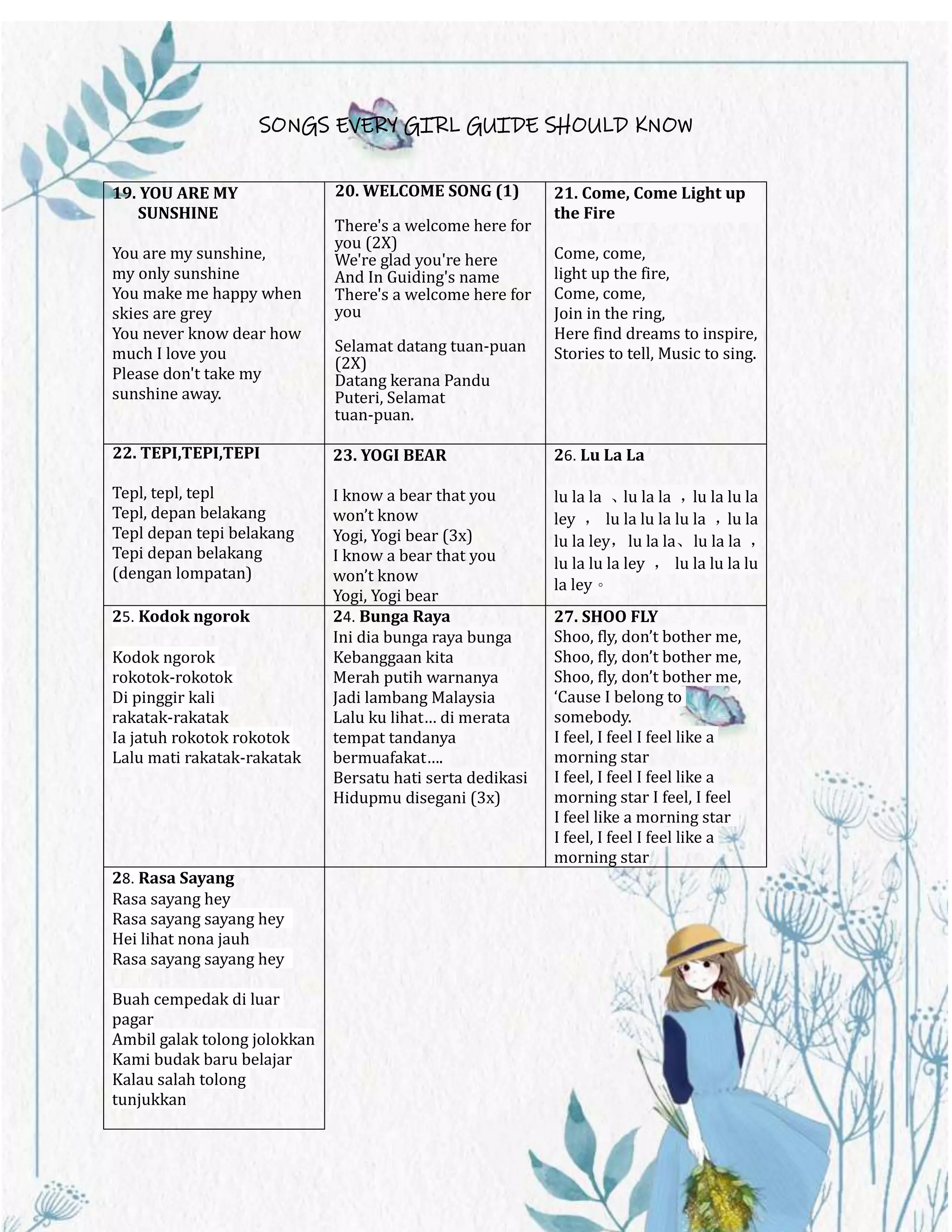 SONGS EVERY GIRL GUIDE SHOULD KNOW.docx