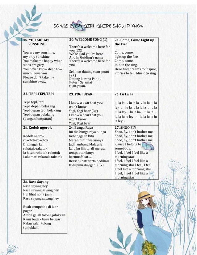 SONGS EVERY GIRL GUIDE SHOULD KNOW.docx