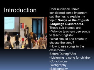 Songs in the english language classrooms by caleb c.s. | PPT