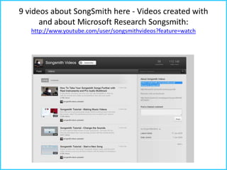 Microsoft's SongSmith and how to use it | PPTX | Digital Audio | Computer Software and Applications
