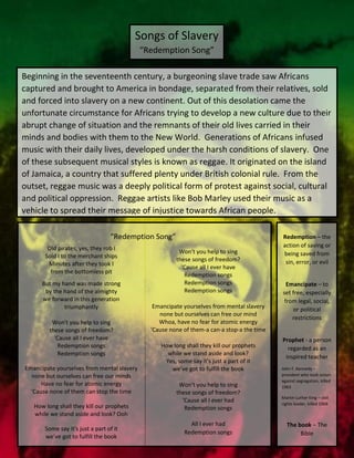 Bob Marley Redemption Song Poster