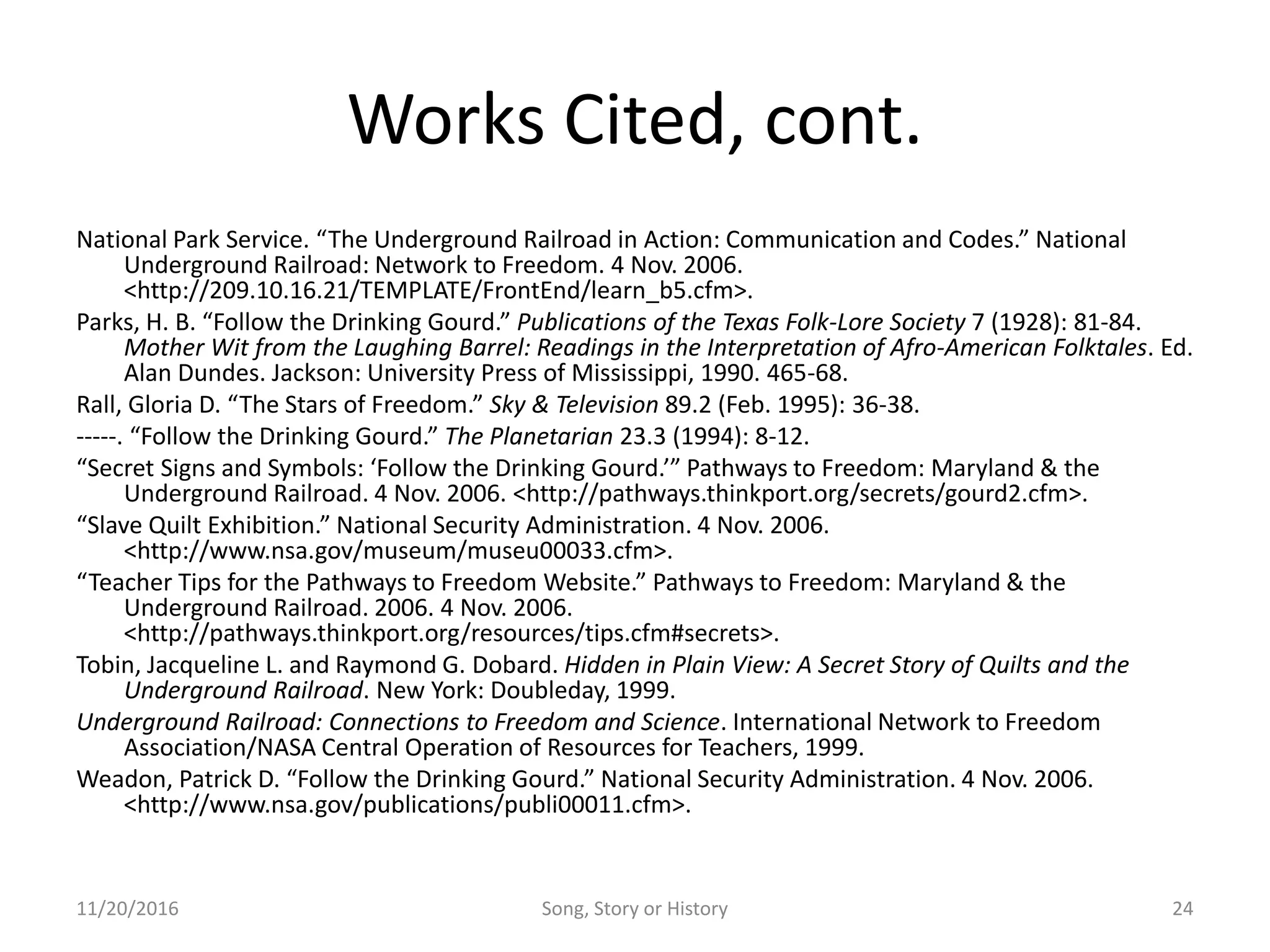 Resisting the claims of coded messages in slave songs | PPTX