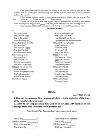 Songs worksheets (reparado) | DOC