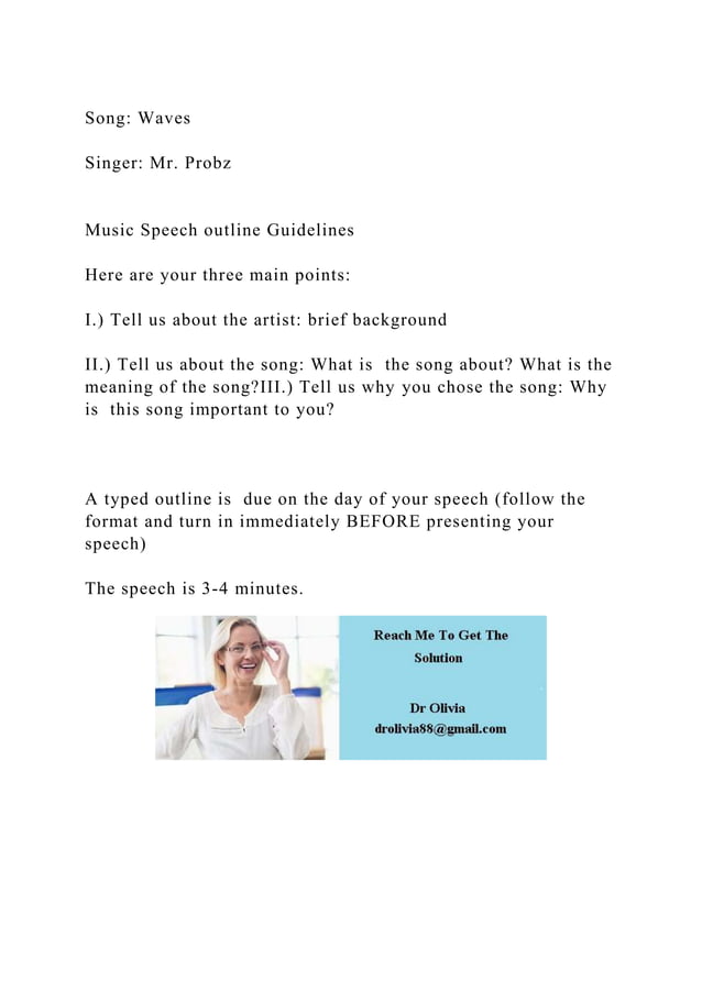 Song Waves Singer Mr. ProbzMusic Speech outline Guidelin.docx