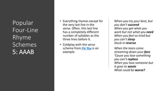 SONGWRITING4LINERHYMINGSCHEMES.pptx