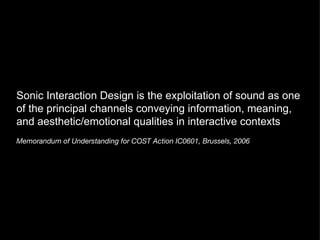 Sonic Interaction Design | PPT