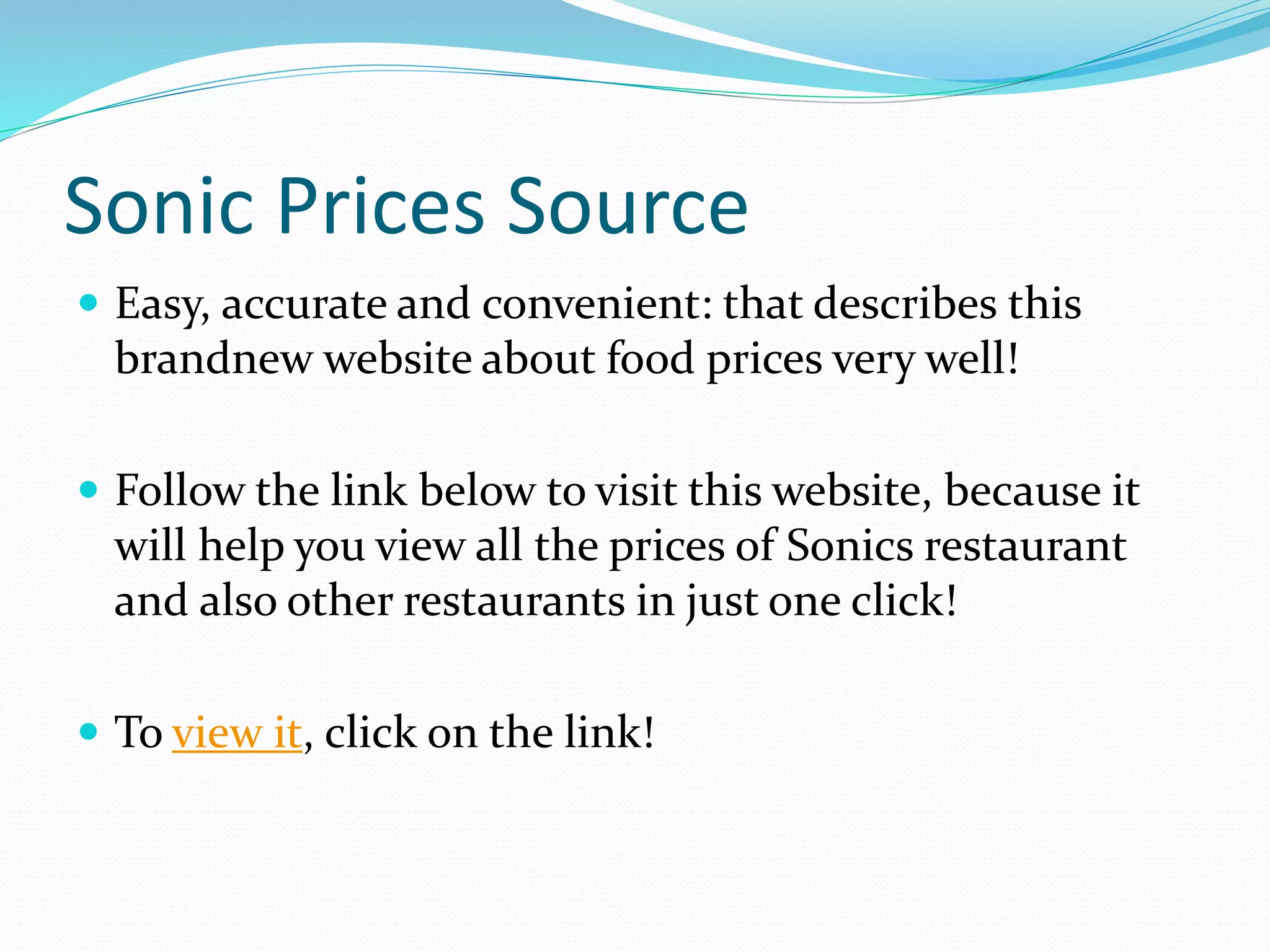 Sonic menu prices 2016 | PPTX