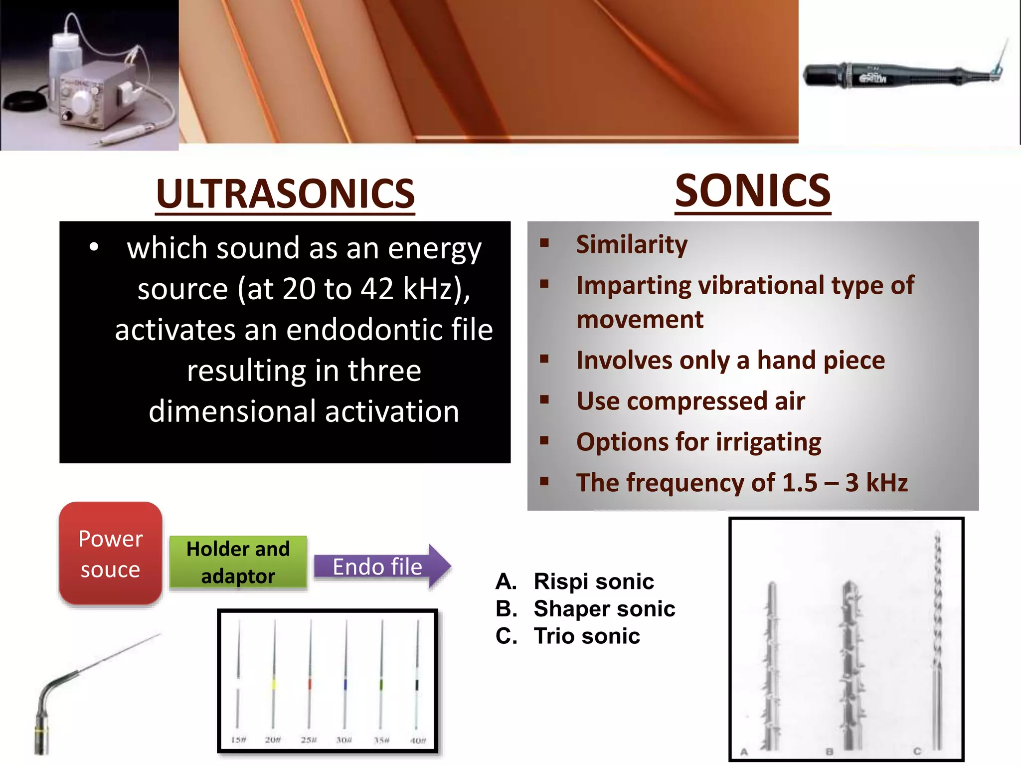 Sonics and ultrasonics in endodontics | PPT