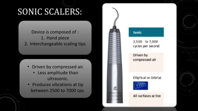 Sonic & ultrasonic instruments | PPTX | Dental Health | Diseases and ...