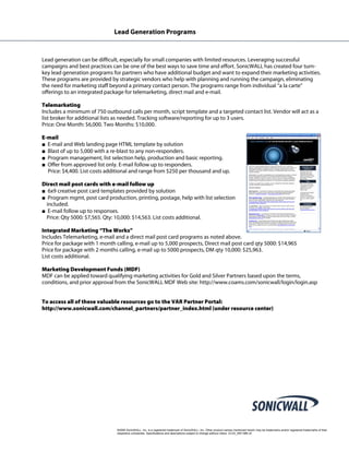 Sonic Wall Marketing Programs For Partners | PDF