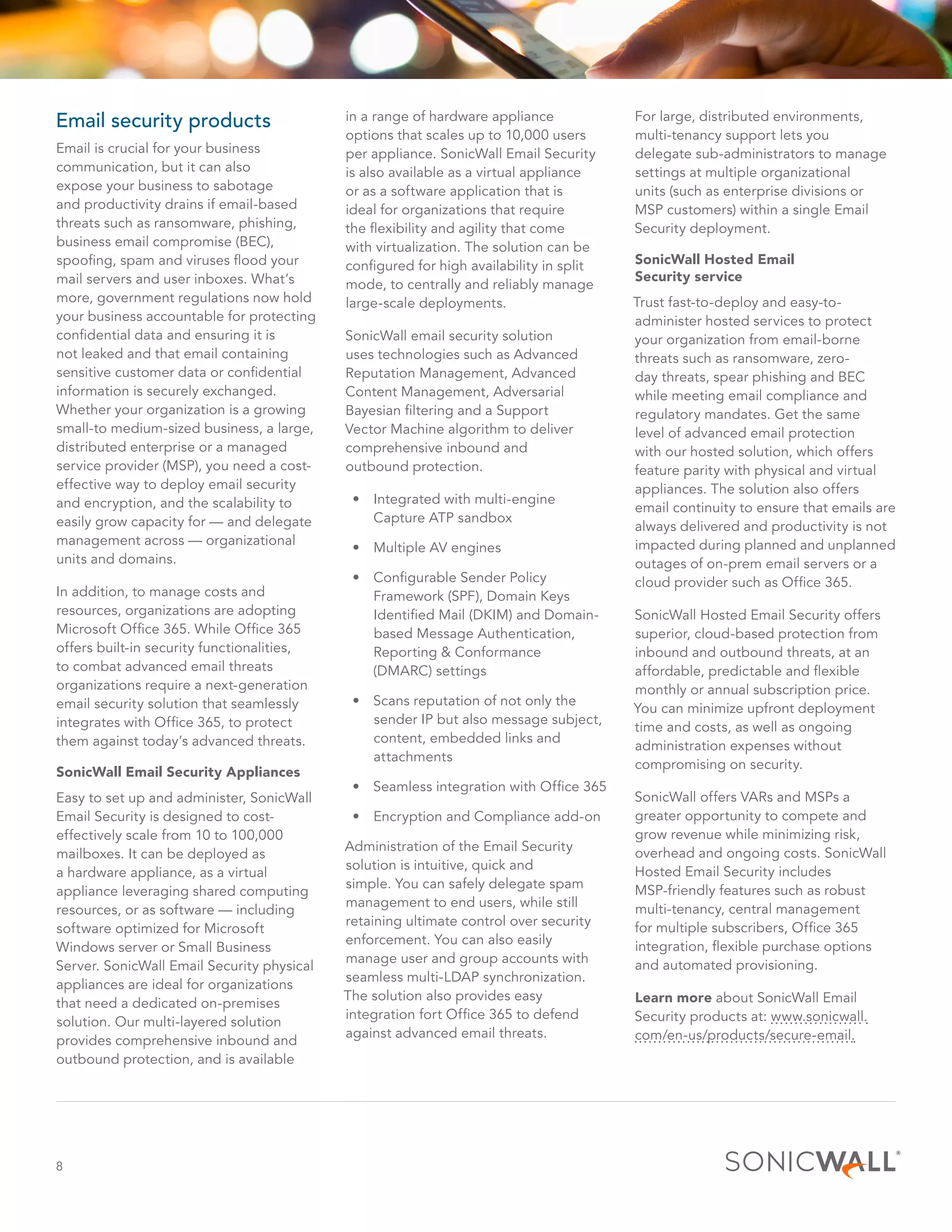 Sonic Wall Product Line Brochure | PDF