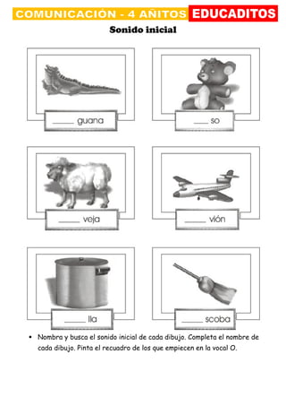 Sonido-Inicial- FICHAS PARA DESCARGAR PARA 4 AÑOS | DOC