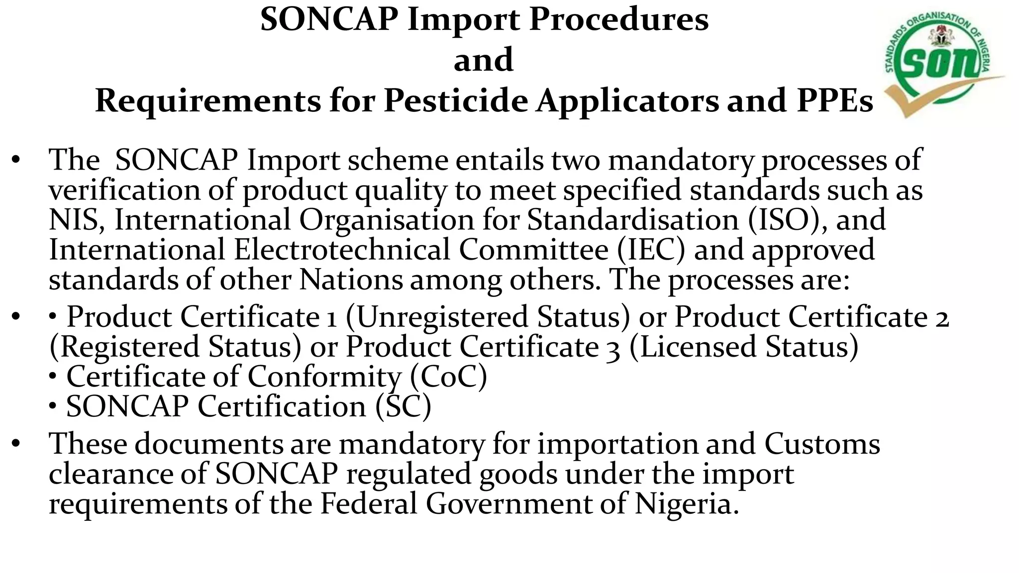 Standard Organisation of Nigeria (SON) presentation | PPTX