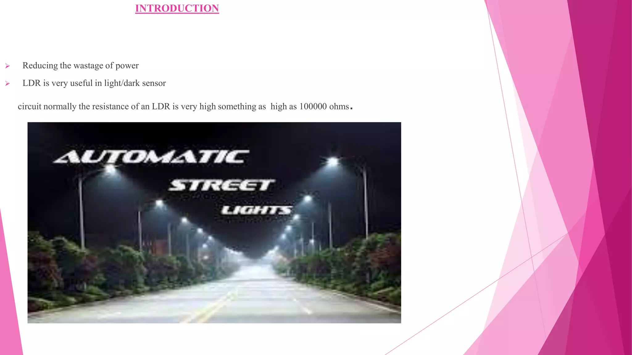 AUTOMATIC STREET LIGHT PRESENTATION | PPTX