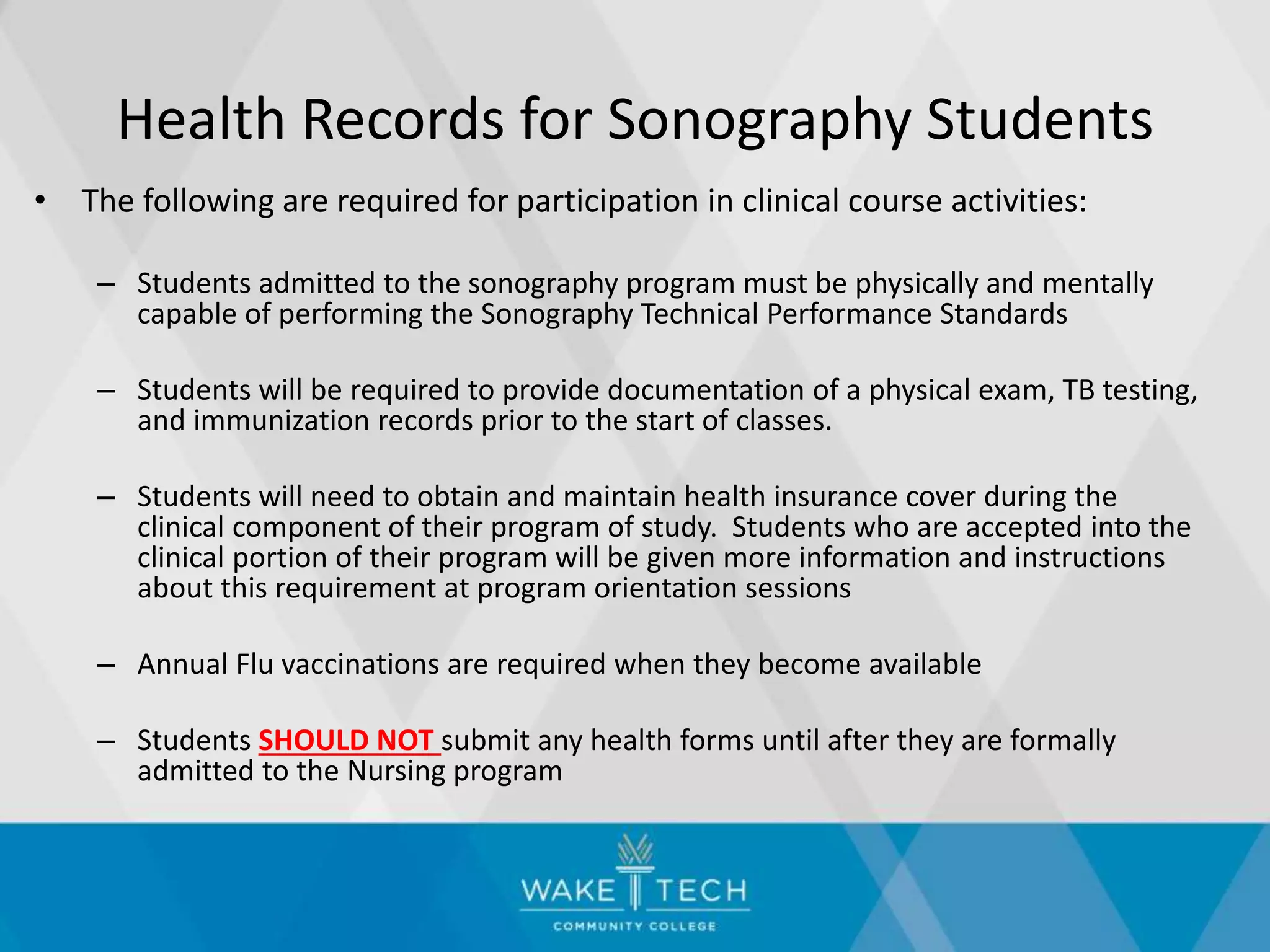 Medical Sonography info session for Wake Tech | PPTX