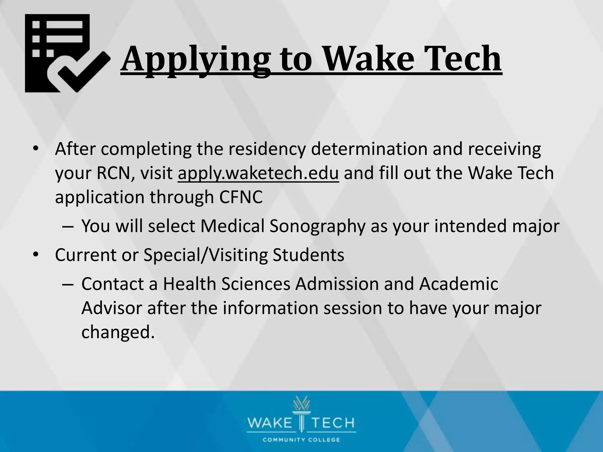 Medical Sonography info session for Wake Tech | PPTX