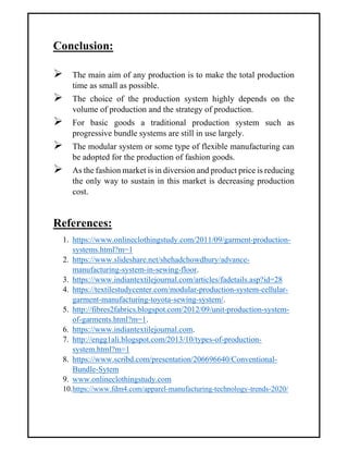 Assignment: Comparative Study on Various Types of Garment Production ...