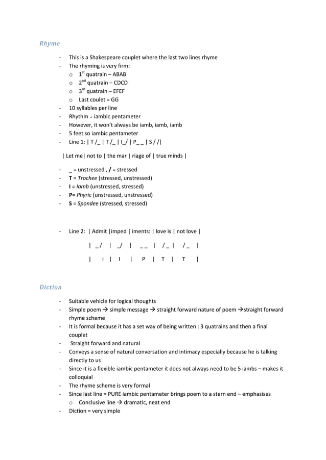 GCSE English Edexcel Relationships: Sonnet 116 by William Shakespeare ...
