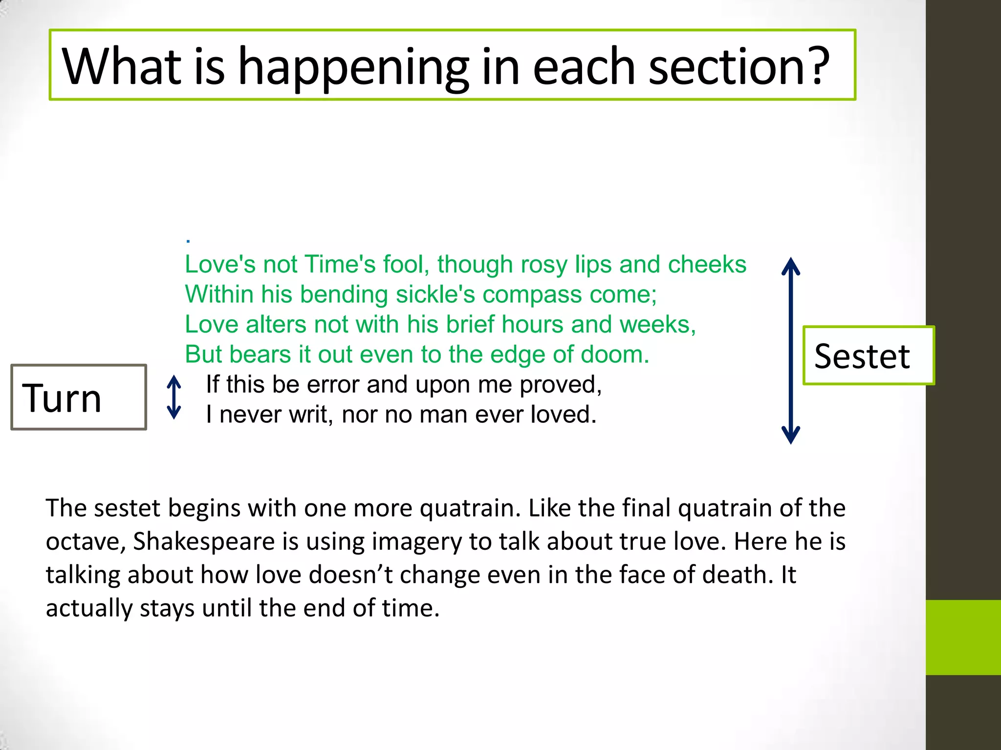 Shakespeare's Sonnet 116 Structure | PPTX | Poetry | Books and Literature