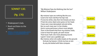 Sonnet 130-William Shakespeare-Teaching Slides | PPTX