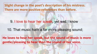 Sonnet 130 by William Shakespeare summary and analysis | PPTX