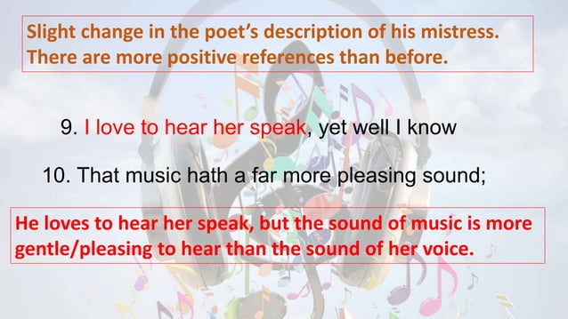 Sonnet 130 by William Shakespeare summary and analysis | PPTX | Perfume ...