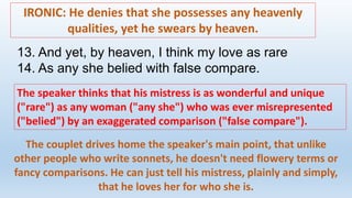 Sonnet 130 by William Shakespeare summary and analysis | PPTX