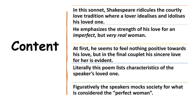 Sonnet 130 by William Shakespeare summary and analysis | PPTX | Perfume ...