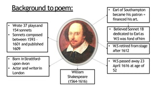 Shall I Compare Thee to a Summer's Day? | PPTX