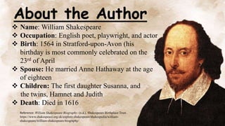 Sonnet 18 by William Shakespeare author story | PPTX