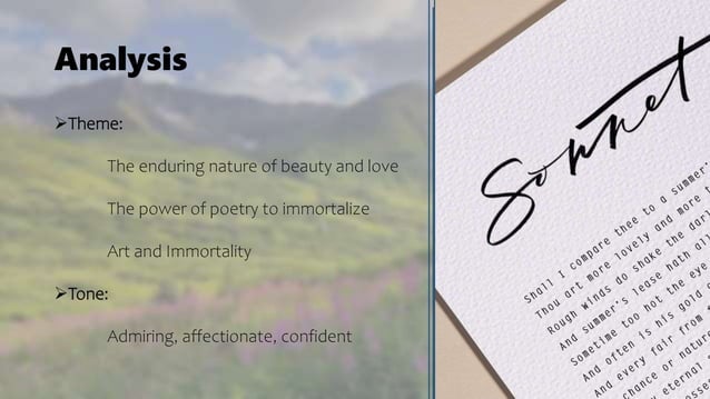 sonnet - SONNET 18 by William Shakespeare.pptx | Poetry | Books and Literature