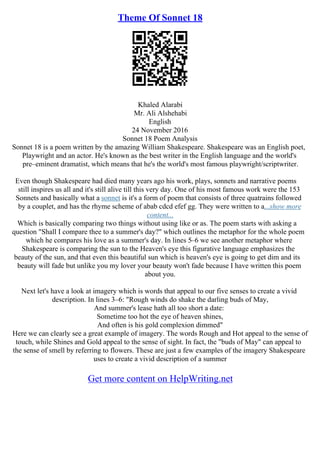 Sonnet 18 Essay | PDF