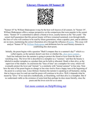 Sonnet 18 Essay | PDF