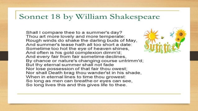 Sonnet 18 Presentation.pptx | Poetry | Books and Literature
