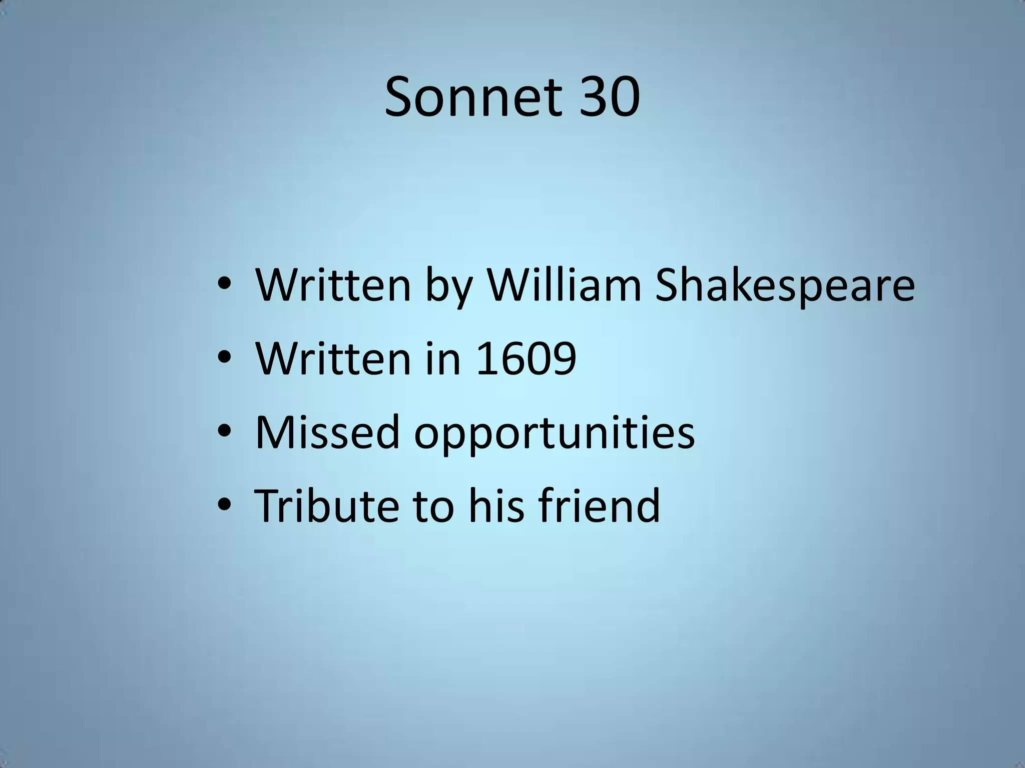 Sonnet 30 | PPTX