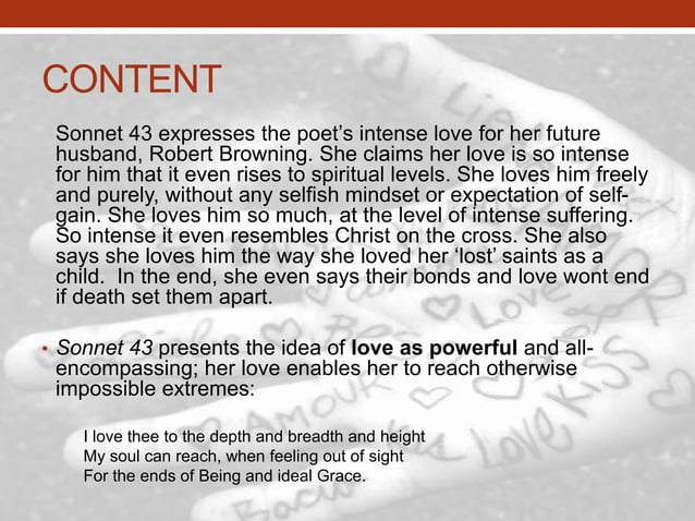 Elizabeth Barratt Browning: Sonnet 43 | PPTX | Christianity | Religion ...