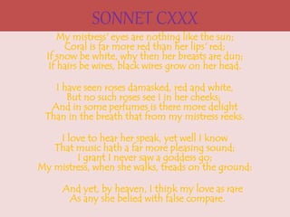 Sonnet cxxx project work | PPT